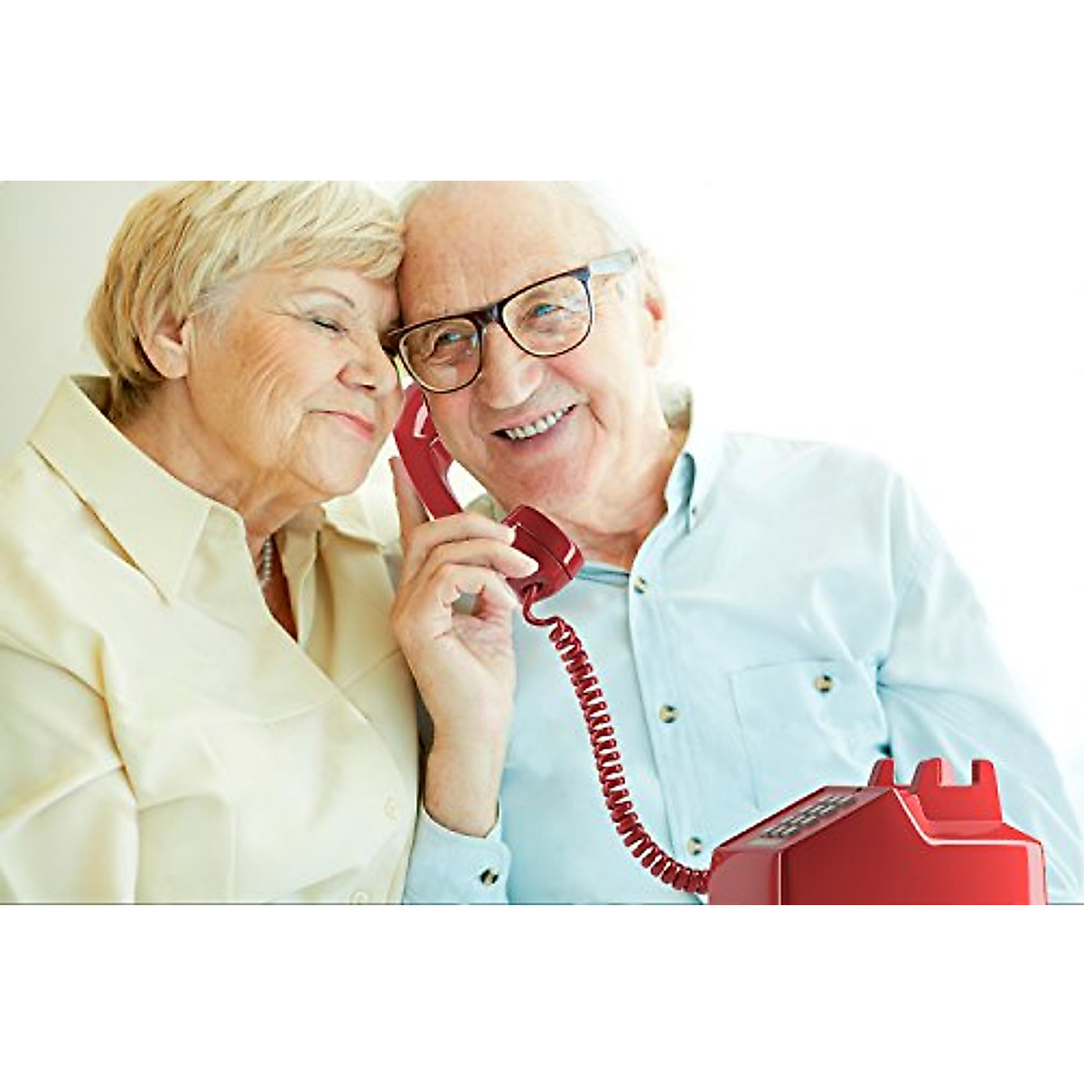 Home Intuition Classic Corded Phone for Hearing Impaired Telephone for Seniors with Extra Loud Ringer, Red