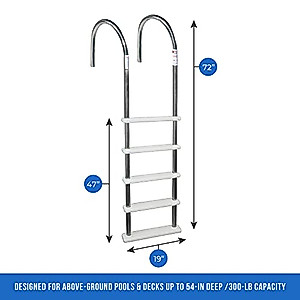 Blue Wave NE122SS Stainless Steel In-Pool Ladder,Silver/white