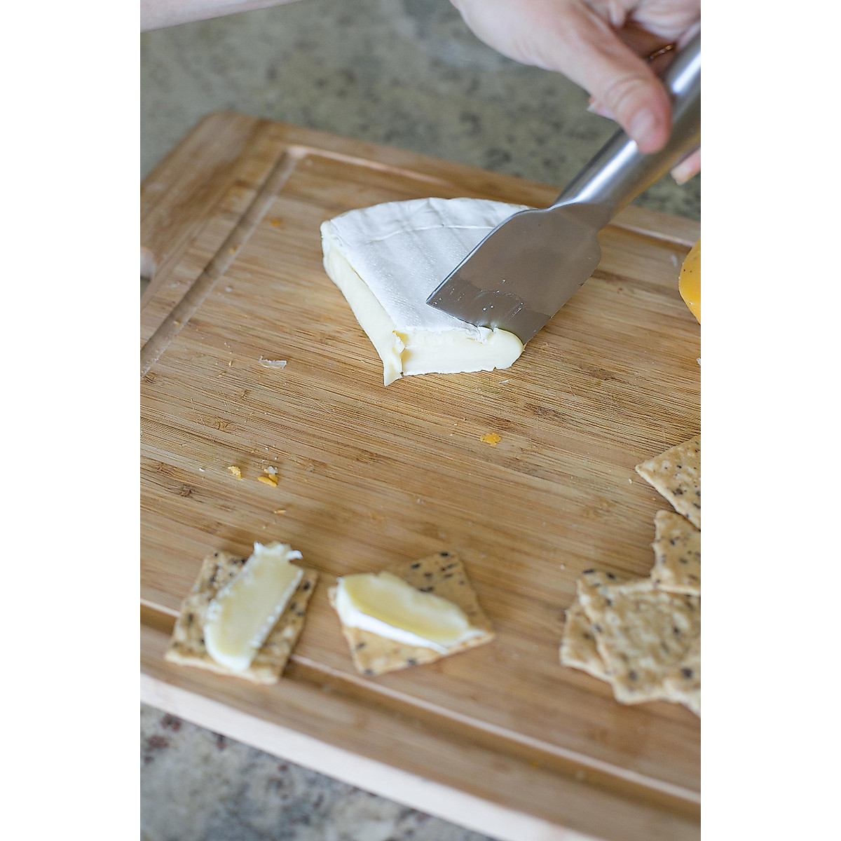 Internet's Best 4 Piece Stainless Steel Cheese Set - Slicer Cutter Knife Fork for Hard Soft Crumble Cheeses - Shaver Spreader Tools