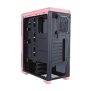 Apevia Aura-S-PK Mid Tower Gaming Case with 2 x Full-Size Tempered Glass Panel, Top USB3.0/USB2.0/Audio Ports, 4 x RGB Fans, Pink Frame