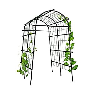 Ambikun Garden Trellis 82in Extra Tall Polyethylene-Coated Stainless Steel Trellis for Climbing Plants Outdoor Garden Climbing Arch | Garden Supplies with Mounting Clips and Nylon Net