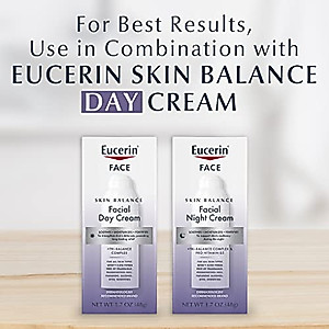Eucerin Skin Balance Night Cream, Sensitive Skin Face Moisturizer Enriched with Tri-Balance Complex, 1.7 Oz Bottle