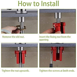 UFURMATE 3PCS Hot and Cold Water Faucet Fixing Nuts ABS Plastic Faucet Lock Nut Hot Cold Water Faucet Anti-loosening Nut for Kitchen Bathroom (Red)