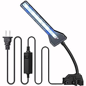 FYD LED Aquarium Light, 2.9W Clip on Aquarium Light Suitable for Uncovered Aquariums Under 15 Inches, Fish Tank Light with White & Blue Lights, Aquarium Plant Light for Reef Coral Aquatic Plants