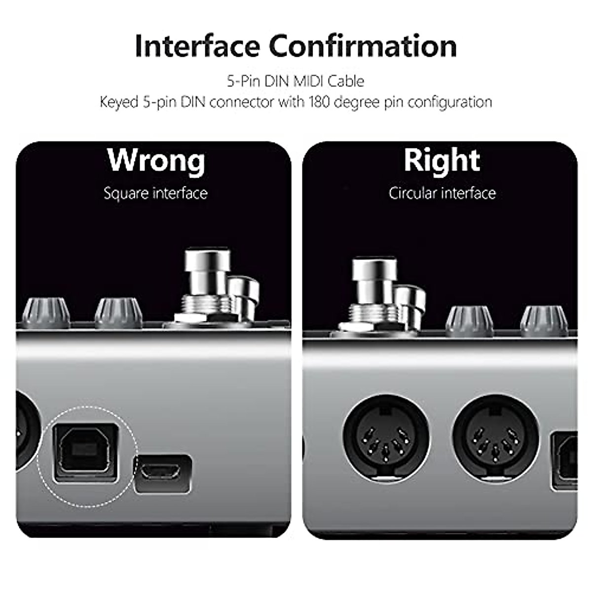 Mellbree MIDI Cable, 2-Pack 3-Feet Male to Male 5-Pin MIDI Cable Compatible with MIDI Keyboard, Keyboard Synth, Rack Synth, Sampler, External Sound Card, Sound Source and Other Music Gear