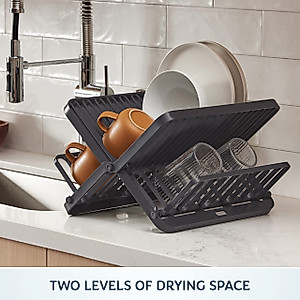 Rubbermaid Collapsible Dish Drying Rack, Dish Drainer, Raven Grey