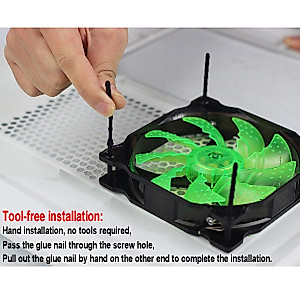 20PCS PC Case Fans Computer Cooling Fan Mount Screws, CPU Fan Mounting Pin Rivet Black Soft Rubber Reducing Noise Anti-Vibration Screws 65mm / 2.56in