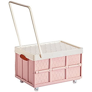 Cabilock Lidded Storage Bin Collapsible Storage Box Stackable Clothes Storage Box With Wheel