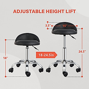 Nova Microdermabrasion Rolling Stool Swivel Salon Stool Chair Adjustable Drafting Stool Tattoo Office Massage Medical Facial Spa Stool with PU Cushion Backrest(Black)