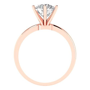 Clara Pucci 2 ct Round Cut Genuine Lab Grown Diamond VS1-VS2 G-H 14K Rose Gold Solitaire Bridal Wedding Engagement Designer Ring size 6.5
