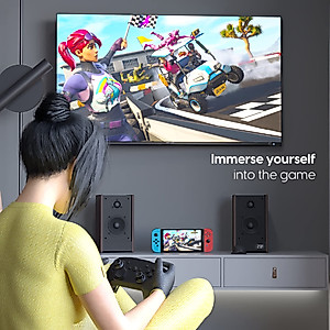 TALK WORKS Bluetooth Game Controller for Nintendo Switch with Dual Motor Vibration, Turbo Function, 6-Axis Gyro Sensor - Customizable Joystick & D-Pad - Includes Premium EVA Case - Black