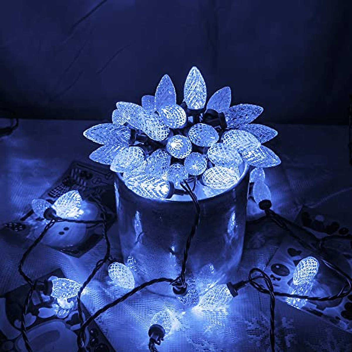 Dazzle Bright 5.5 Inch 100 Pack Christmas Light C9 Stakes + 100 LED 66 FT C9 Christmas String Lights