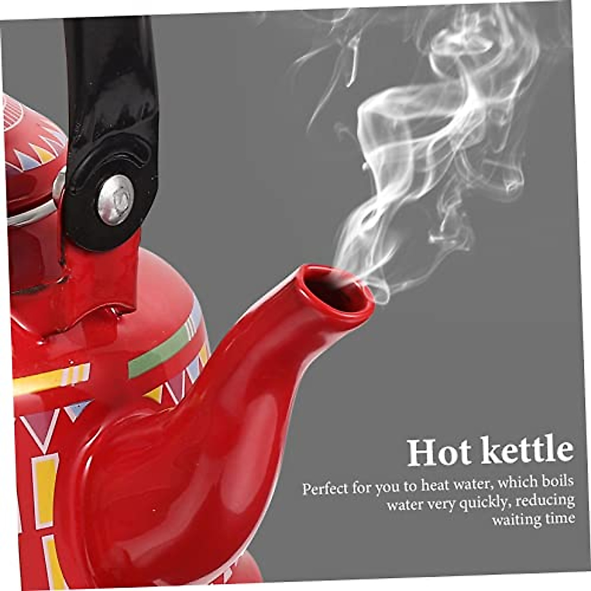 Retro Enamel Teakettle Teapot Green Tea Kettle Enamel Tea Kettle Tea Kettles Stovetop Tea Supply Stovetop Tea Kettle Red Handle Ancient Clock Handle Stovetop Kettle