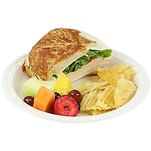 Simply Deliver 9-Inch Plastic Plate, Microwavable and Dishwasher Safe, White, 100-Count