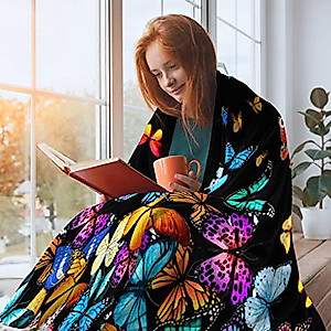 Butterfly Blanket Beautiful Butterfly Throw Blanket Ultra Soft Flannel Colorful Butterflies Blanket Gifts for Kids Adults 50"x40"