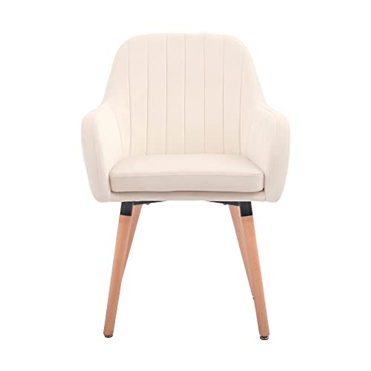 CangLong Mid-Century Modern Accent Chair with Wood Legs Armchair for Home Office Study Living Room Vanity Bedroom, Set of 1, Beige
