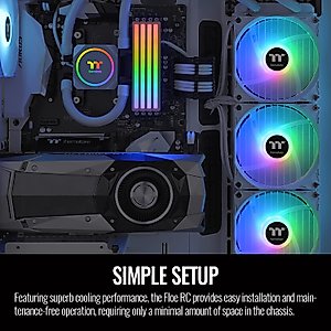 Thermaltake Floe RC360 Snow, AMD (AM5/AM4) / Intel (LGA 1700/1200), TT RGB Plus Software/Motherboard Sync ARGB Controlled, 360mm PWM All-in-One CPU & Memory Liquid Cooler CL-W331-PL12SW-A
