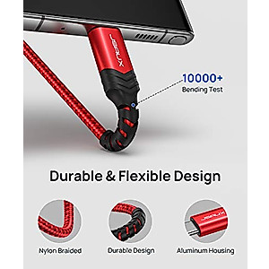 JSAUX USB C Microphone Adapter, USB C to Dual 3.5mm Female Aux Headphone Jack Y Splitter Mic Audio Adapter, Compatible with Samsung Galaxy S21/S20 ,Pixel 4/3/2 XL,Huawei P40/P30 Pro/P20,Oneplus 7-Red