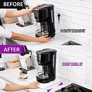 MissionMax White Bamboo Appliance Sliding Tray: Streamline Your Kitchen Counter Top with a Roll-out Shelf for Standard US Coffee Maker & Small Appliances, Fits Perfectly Under Cabinet