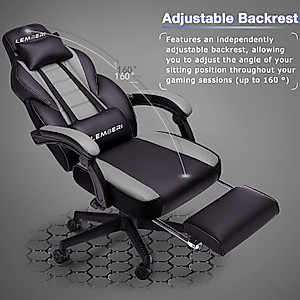 LEMBERI Gaming Chairs with Footrest,Ergonomic Video Game Chairs for Adults,Big and Tall Chair 400lb Weight Capacity, Racing Style Computer Gamer Chair with Headrest and Lumbar Support