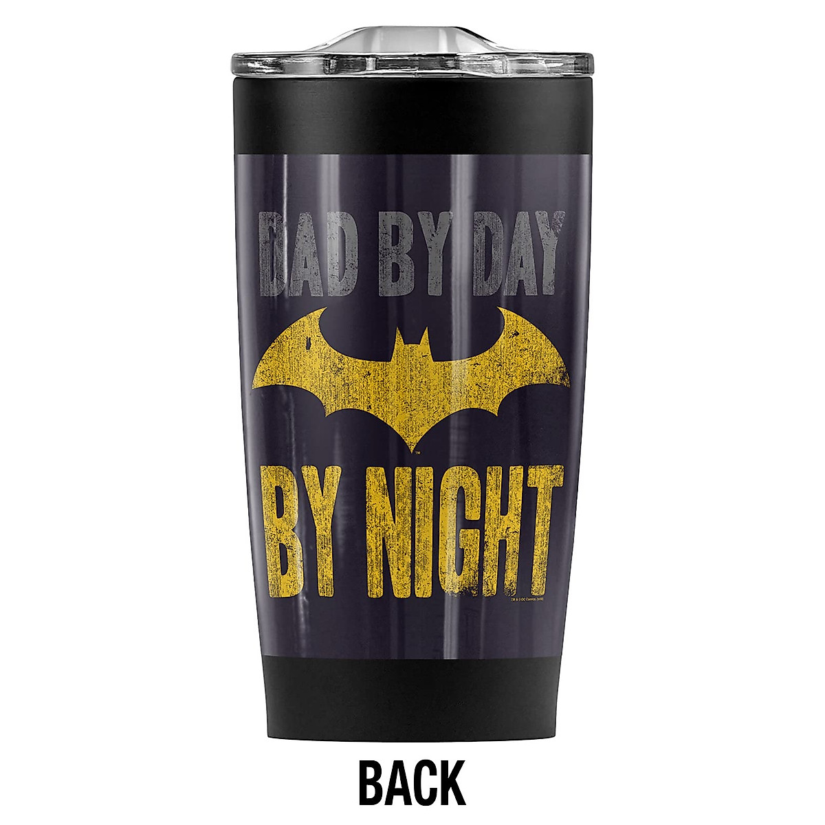 Logovision Batman Dad By Day Stainless Steel Tumbler 20 oz Coffee Travel Mug/Cup, Vacuum Insulated & Double Wall with Leakproof Sliding Lid | Great for Hot Drinks and Cold Beverages
