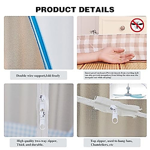 Tinyuet Mosquito Net for Bed, Portable Single Door Pop-up Mosquito Netting with Net Bottom, 39.3x78.7in Bed Tent for Indoor and Outdoor Use, Insect Screen - Blue Edge