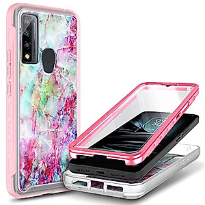 NZND Case for TCL 30 XE 5G with [Built-in Screen Protector], Full-Body Protective Shockproof Rugged Bumper Cover, Impact Resist Durable Phone Case (Marble Design Fantasy)
