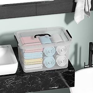 Xeabia 18 Quart Plastic Storage Latch Bins with Handles, Clear Storage Boxes with Lids, 6 Packs