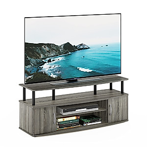 Furinno JAYA Large Entertainment Stand for TV Up to 55 Inch, French Oak Grey/Black