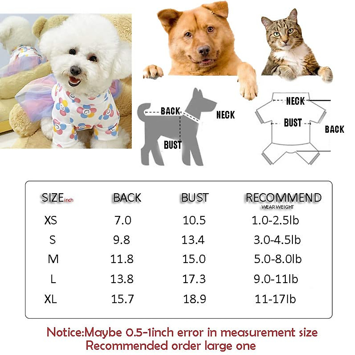 Pet Dress Cat Dog Tiered Layer Tutu Tulle Dogs Birthday Party Dresses Sweet Print Sweater Tulle Skirt Outfit Princess Girl Dog Clothes for Small Dogs