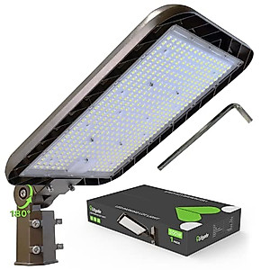 Glitgate 300W LED Parking Lot Light, 45000LM 5000K Adjustable Slip Fitter Mount Street Light with Dusk to Dawn Photocell, 100-277V IP65 Waterproof Commercial Area Lighting