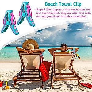 2 PCS Beach Towel Clips, Flip Flop Towel Blanket Holder for Holiday Patio Pool Lounge Chair