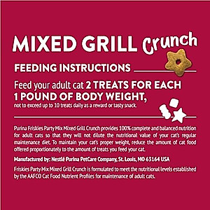 Purina Friskies Cat Treats, Party Mix Mixed Grill Crunch - (Pack of 10) 2.1 oz. Pouches