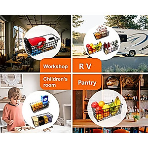 2 Set Towel Rack Holder, Wall Mounted Metal Towel Shelf with Hooks，3 Set Hanging Wire Baskets,Wall Mount Fruit Basket,No Drilling