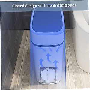 NewGtuizi Bathroom Trash Can|Bathroom Bin with Toilet Brush Holder 14L Slim Trash Can White Wastebasket Garbage Bin with Press Top Lid for Kitchen