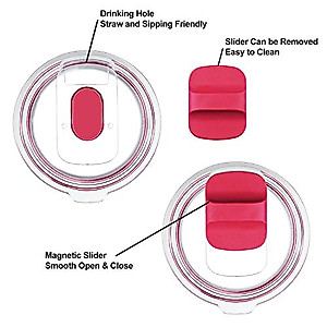 Compatible with YETI Rambler, Ozark Trail, Old Style Rtic, and More - Magnetic Slider Switch Spill Proof Tumbler Cover (Brick Red&Black 10/20oz)
