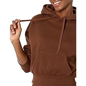 Amazon Essentials Women's Crop Hoodie Sweatshirt (Available in Plus Size), Deep Brown, Medium