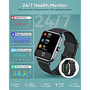 Smart Watch for Men Women with Bluetooth Call/Alexa Voice, 1.8 Inch Waterproof Fitness Tracker Smartwatch,Steps/Calorie/SpO2/Heart Rate/Sleep Monitor, 7-Day Battery Life, iOS Android Phone Compatible