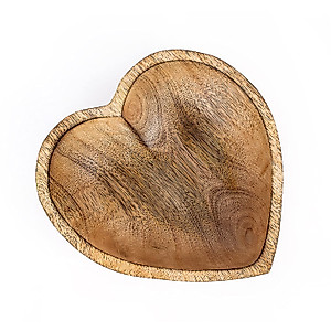 WitnyStore 8" Heart Shaped Bowl - Functional and Collectible Bowl - Handcrafted Wooden Bowl for Serving Candy Nuts Desserts Fruits or Accent Decor Gift for Any Occasion - 8" Brown