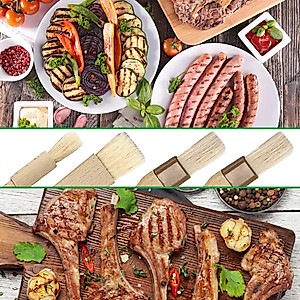 4 Pcs Pastry Brushes,DanziX Round and Flat Oil Brush with Boar Bristles Used for Cooking Baking BBQ Sauce Basting