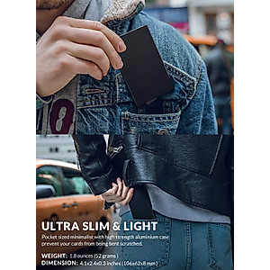 VULKIT Pop Up Wallet, Slim Minimalist Credit Card Holder For Men and Women RFID Blocking Mini Metal Case Black