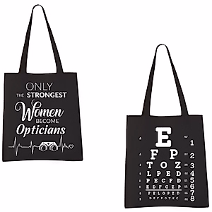 VAMSII Optician Gifts for Women Eye Chart Gifts Tote Bag Funny Optometrist Gifts Shoulder Bag Optometry Gifts Shopping Bag(BLK-Women Opticians tote)