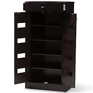 BOWERY HILL Contemporary Shoe Cabinet in Wenge Brown