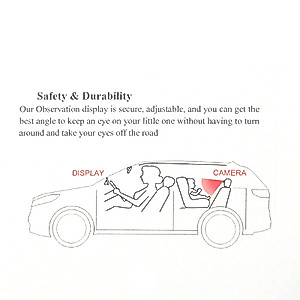 Baby Car Camera, 5 Inch HD 800(RGB) x480 Resolution Baby Car Mirror, 120° Rotating and Wide View Angle Design, Night Vision Automatic Switching Car Camera for Baby