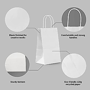 Ditwis Small White Gift Bags with Handles Pack of 25, 5.12x3.5x8.27 Inches Kraft Paper Bag Bulk for Valentine's Day, Party Favor, Birthday, Wedding, Retail Shopping