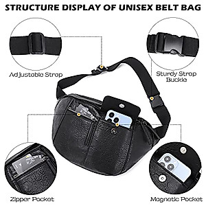 Eslcorri Everywhere Belt Bag for Women Men - Fashionable Crossbody Bags Vegan Leather Fanny Pack Unisex Chest Bum Waist Packs Casual Shoulder Sling Purse for Travel Camping Hiking Running