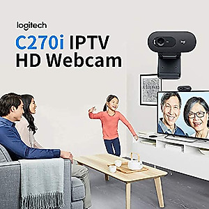 Logitech C270i PTV 960-001084 Desktop or Laptop Webcam, HD 720p Widescreen for Video Calling and Recording - Worldwide Version Chinese Spec