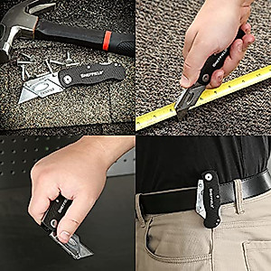 Sheffield 12613 Ultimate Lock Back Utility Knife, Folding, Box Cutter Knife, Carpet Knife, Drywall Cutter, and More, Quick-Change Blade, Back Lock Design, Black