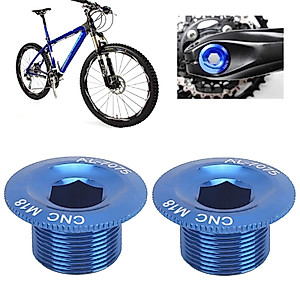 2Pcs Bicycle Crank Arm Bolts,18mm Aluminum Alloy Bicycle Cranket Crank Fixing Bolt Chainwheel Screws(M18 blue)