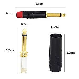 XMSJSIY 1/4" Audio Plug, 6.35 Mono Male Connector, Gold-Plated TS Plug for Guitar/Speaker/Microphone Cable etc (4 Pack)